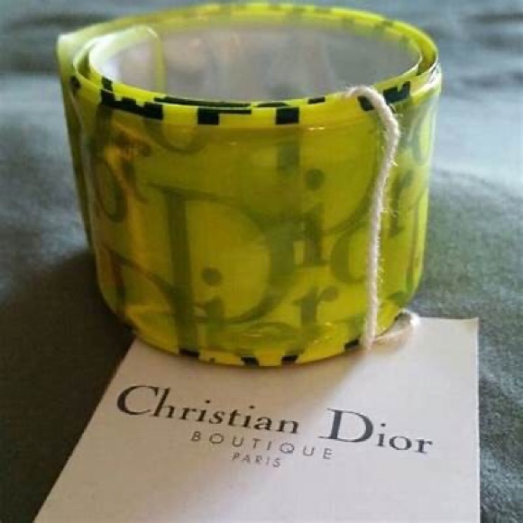 Dior | Jewelry | Christian Dior Vintage 20 Neon Yellow Slap Bracelet ...
